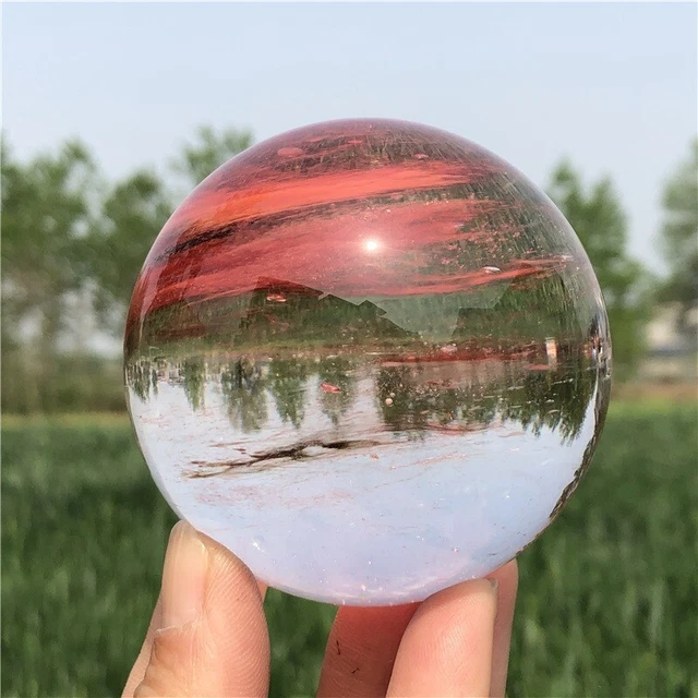 0.39KG NATURAL RED melting stone crystal Ball Quartz Crystal Sphere ...