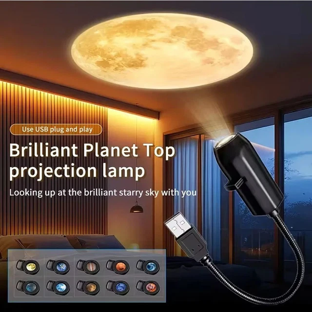 USB LED STAR Galaxy Projector Lamp Moon Earth Night Light Bedroom Decor ...