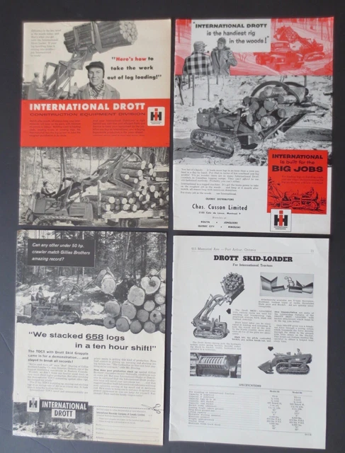 VINTAGE 1950'S INTERNATIONAL Drott Crawler Loader Print Ads (4) $10.42 ...