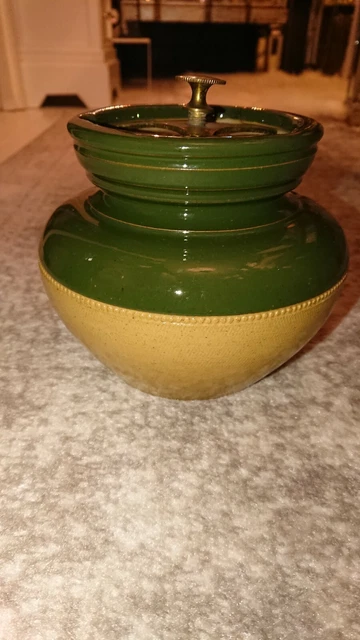 VINTAGE 1930'S AONIAN Humidor Tobacco Jar by Denby with Brass Spring £ ...