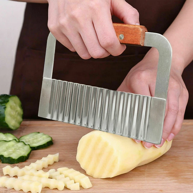 STAINLESS STEEL POTATO-CHIP Salad Vegetable Crinkle Cutter Kitchen ...