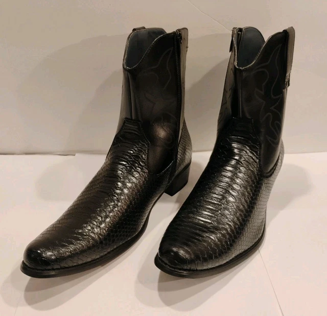 MENS ENZO ROMEO Snake Print Western Boots with Side Zipper Size 13 £48. ...
