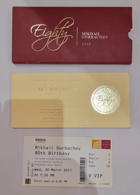 MIKHAIL GORBACHEV 80TH Birthday Gala VVIP Tickets Royal Albert Hall 30 ...