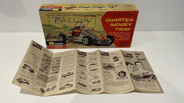 MONOGRAM 1960S QUARTER Midget Racer Model Car Kit Box & Catalogue ONLY ...