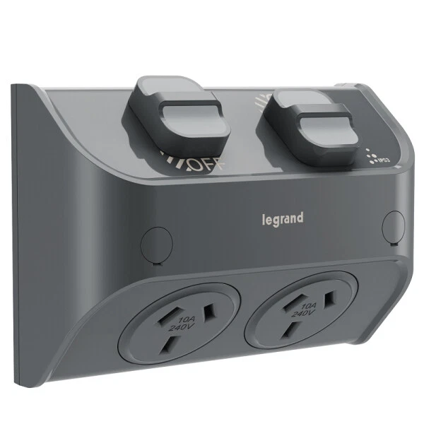 LEGRAND AQUA LIFE Double Weatherproof Powerpoint (2 Terminals) 10A ...