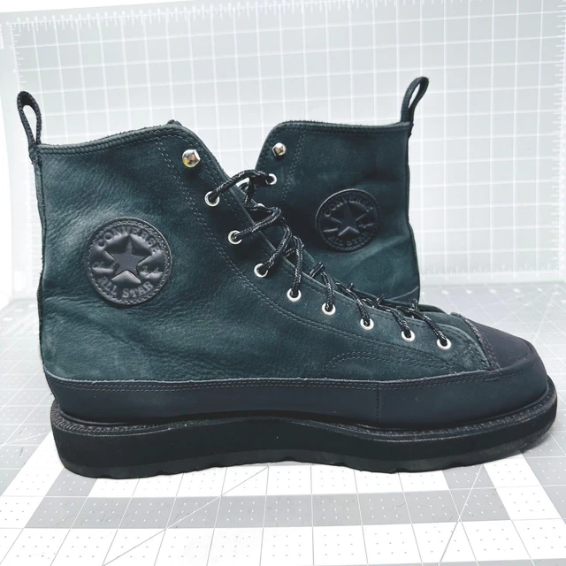 CONVERSE CHUCK TAYLOR All Star Crafted Boot Men 12 Black Suede Leather ...