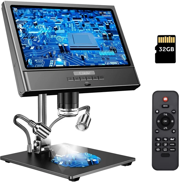 10'' LCD DIGITAL Microscope 50X-1300X Soldering Coin Microscope 12MP ...