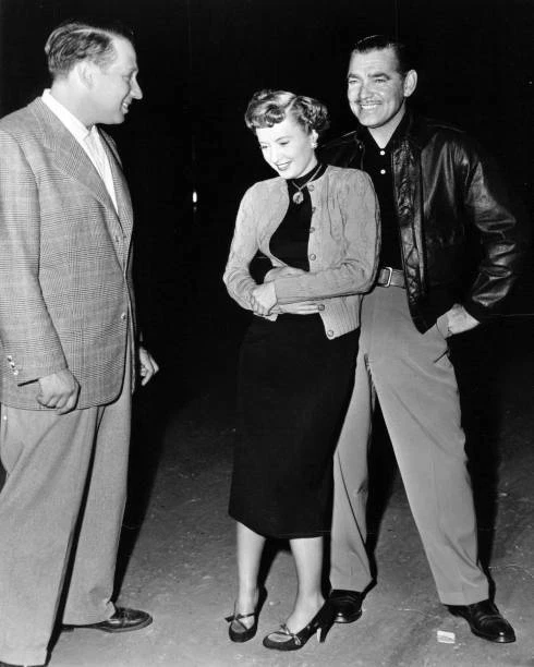 CLARK GABLE AND Barbara Stanwyck enjoying a laugh on the set of th- Old ...