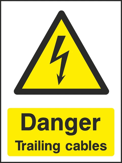 TRAILING CABLES SIGN Sticker Caution Warning Hazard [V6WELE0058] £3.06 ...