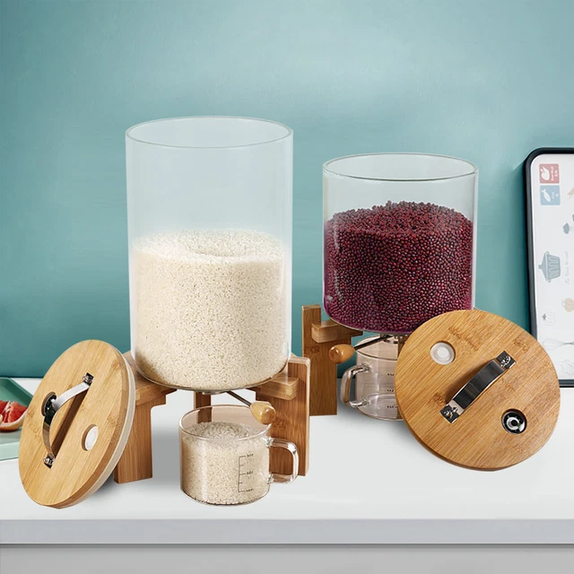 CEREAL STORAGE DISPENSER Rice/Grain Dry Food Glass Container 5L/7.5L ...