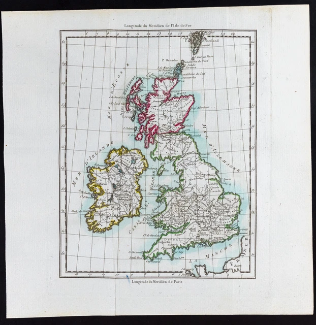 1785 - ANTIQUE Map of the United Kingdom / Mentelle / Antique Map of ...