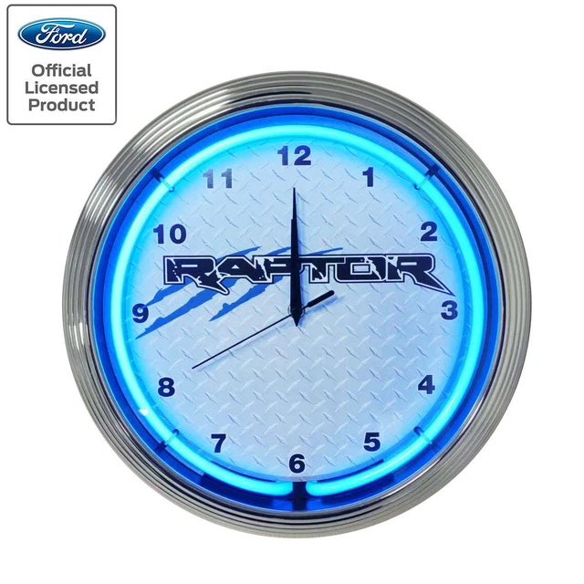 FORD RANGER RAPTOR Blue Light Up Neon Garage Man Cave Wall 15" Clock ...