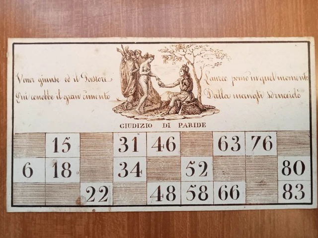 CARTELLA TOMBOLA ANTICA XIX secolo con disegno a china Giudizio di ...