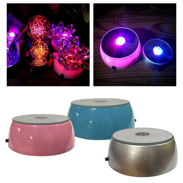 ROUND GLASS CRYSTAL LED Light Base 3 LED Lights Multicolor LED Luminous ...