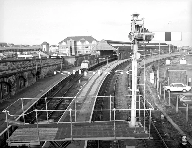 ORIGINAL LARGER RAILWAY NEGATIVE. Holyhead Class 37 loco semaphore ...