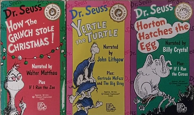 3 DR SEUSS VHS Tape Lot Horton Hatches The Egg Yertle The Turtle John ...