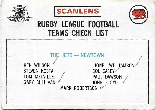 1975 NRL RUGBY League Scanlens CHECKLIST Newtown EUR 3,67 - PicClick FR