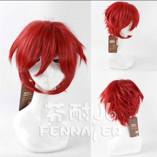 DARK RED BACK girl Short curl Messy hair cosplay wig Halloween High ...