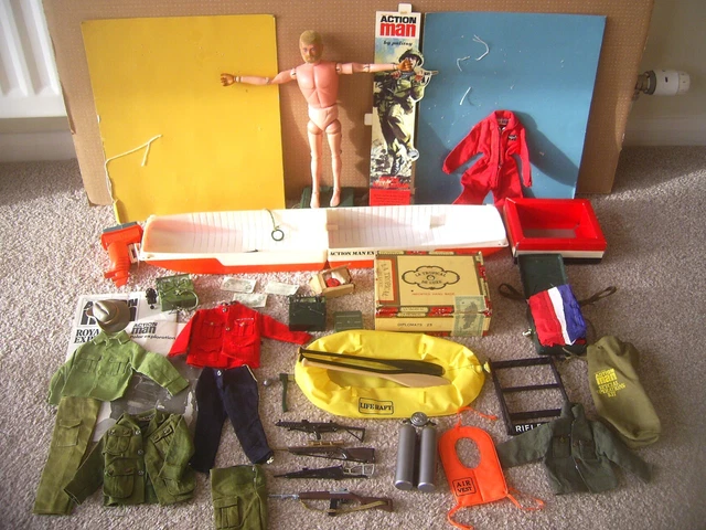 VINTAGE ACTION MAN Job Lot 1960s / 1970s Palitoy Weapons Clothing Boxes ...