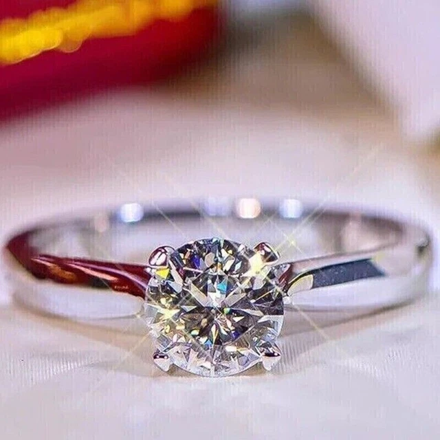 2 KARAT RUNDER Schnitt im Labor erstellt Solitär Verlobungsring 14K ...