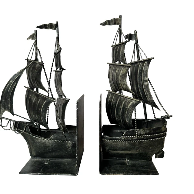 VINTAGE METAL SHIP Bookends Brutalist Style 11"H $39.55 - PicClick CA