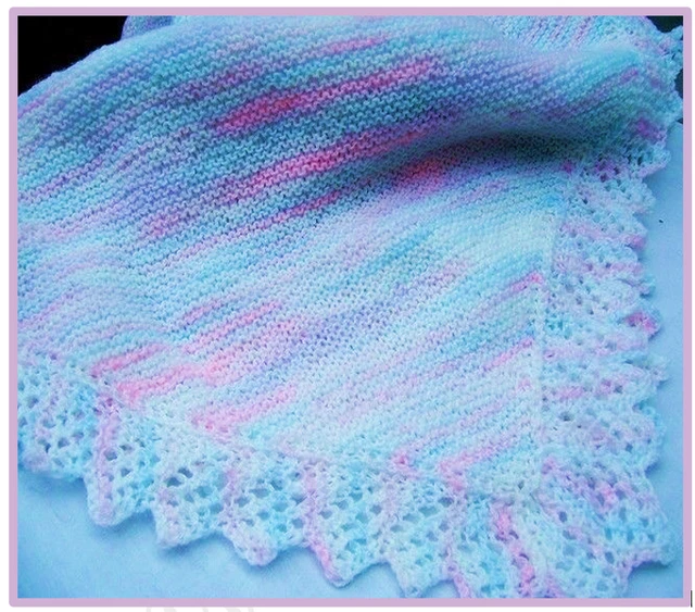 KNITTING PATTERN BABY blanket cot pram cover dk leaf patchwork textured ...