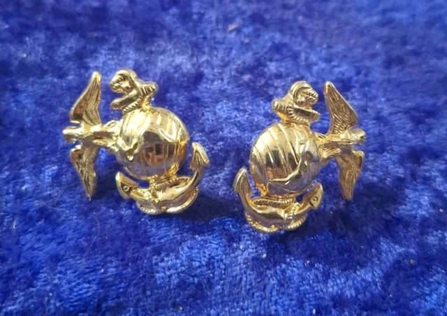US WW2 USMC Marine Corps Dress Blues Gold EGA Eagle Globe Anchor Pin ...