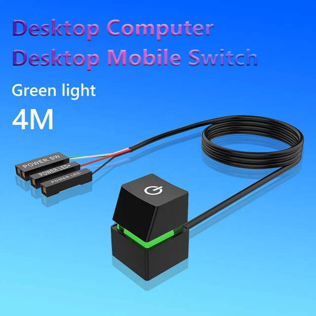GREEN LED LIGHTS PC Desktop Computer On Off Switch Extension Cable ...