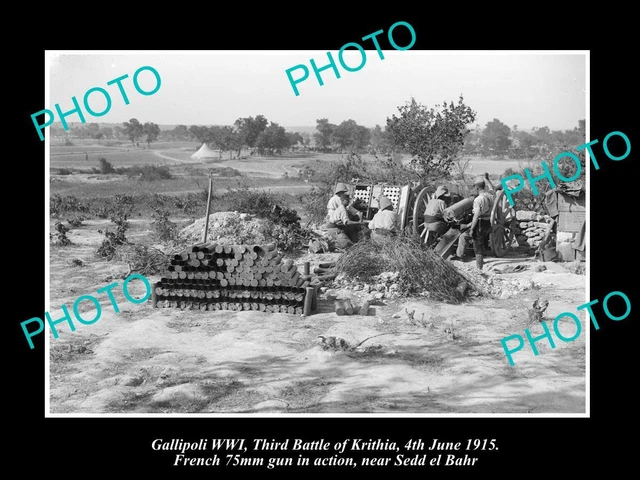 OLD HISTORIC MILITARY Photo Wwi Gallipoli French Guns Battle Of Krithia ...