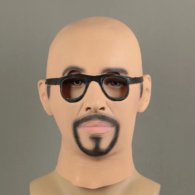 REALISTIC MAN MASK Latex Human Face Male Bald Disguise Mask Adult ...