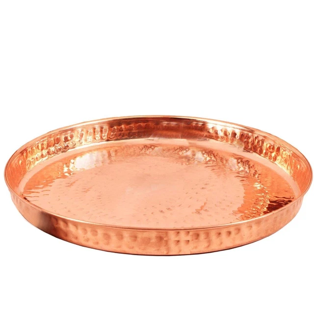 INDIAN TRADITIONAL HAMMERED Copper Thali Plate For Serveware Dinnerware ...