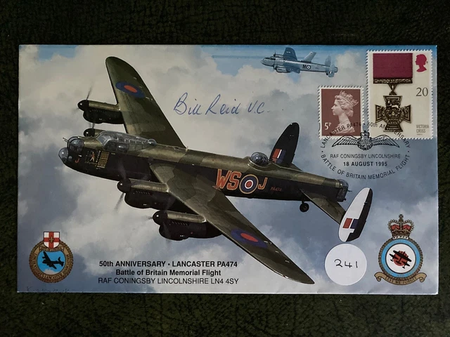 RAF COVER, CONINGSBY - Lancaster Bomber - Signed BILL REID VC - 617 ...