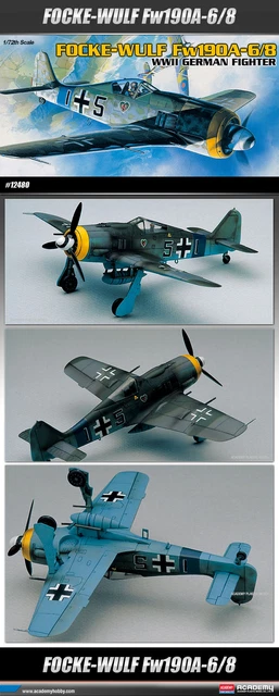 ACADEMY 12480 FOCKE Wulf FW-190A Butcher Aircraft Scale 1/72 Hobby ...
