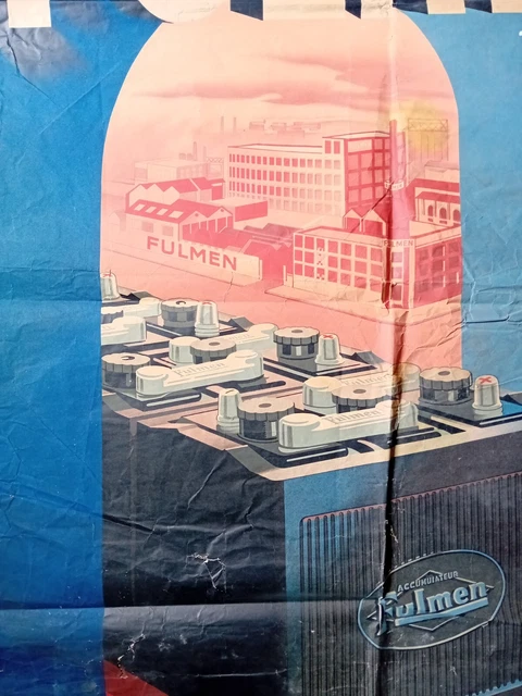 ANCIENNE AFFICHE ACCUMULATEUR FULMEN batterie automobile garage ...