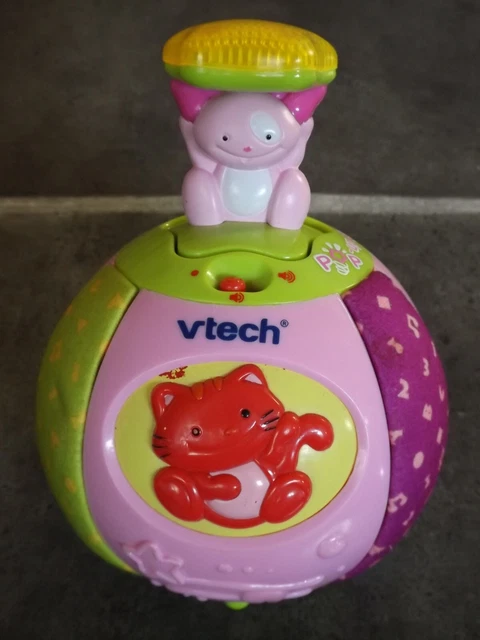 VTECH POP UP Sorpresa Palla Rosa Gatto Uccellino Rabbit Crawl Imparare ...
