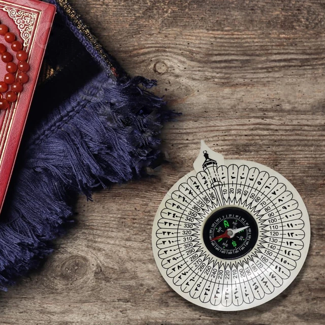 MUSLIM QIBLA MAKKAH Kaaba Direction Travel Islamic Prayer Mat Compass ...