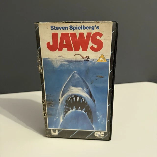 STEVEN SPIELBERGS JAWS (1987, PG) PAL VHS Video Tape - CIC Stripey Box Release £19.99 - PicClick UK