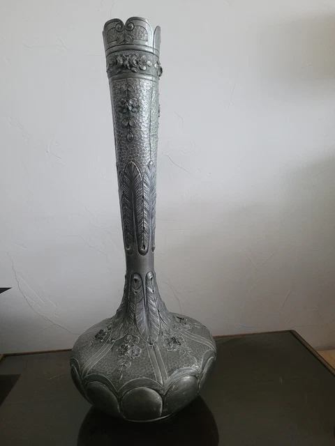TRES ELEGANT ET Grand Vase Art Nouveau En Etain Signe EUR 95,00 - PicClick FR