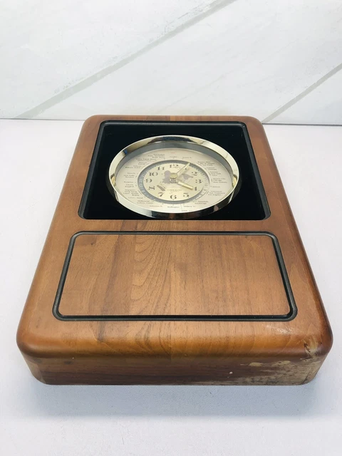 VINTAGE WOOD LORD King World Clock Japan 70s Multiple time zones ...