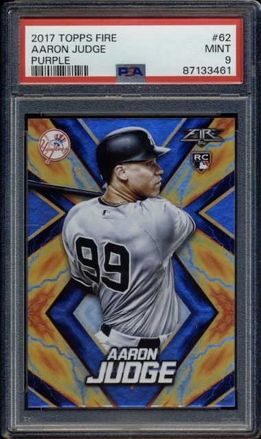 AARON JUDGE /99 Psa 9 Mint Yankees Rookie Purple Refractor 62 Rc 2017 Topps Fire EUR 25,79 ...