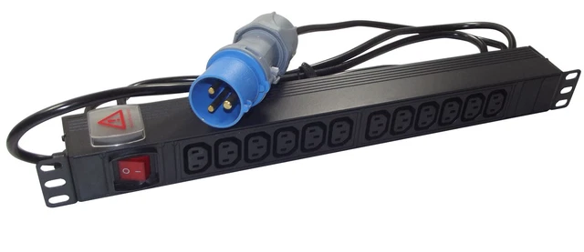 12 WAY IEC C13 PDU +16A Commando Industrial Plug 1U 19" Power Distribution Unit £28.99 - PicClick UK