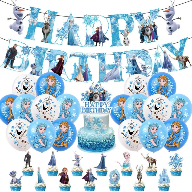 FROZEN ELSA ANNA Theme Backdrop Banner Balloons Birthday Party ...