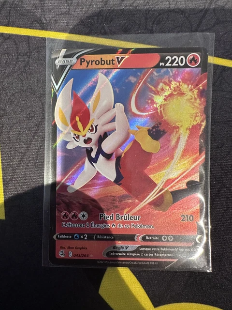 CARTE POKÉMON PYROBUT V 043/264 EB08 Epée & Bouclier Poing de Fusion FR ...
