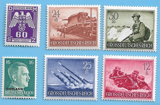 GERMANY GERMAN 1944 Adolf Hitler Swastika Army Navy Stamp lot WW2 Era ...