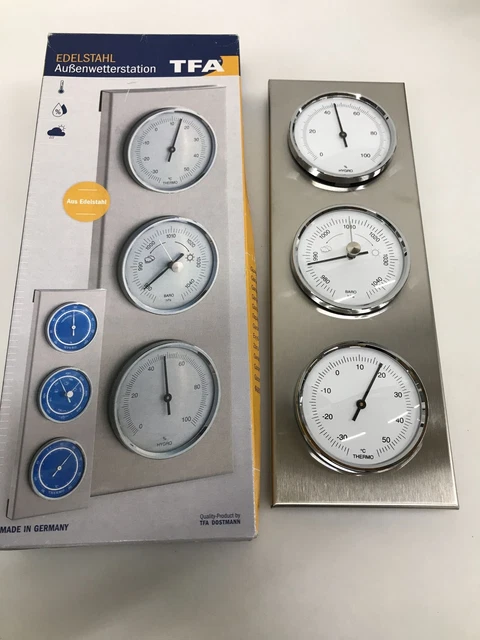 TFA DOSTMANN ANALOGE Aussenwetterstation, aus Edelstahl, Barometer ...