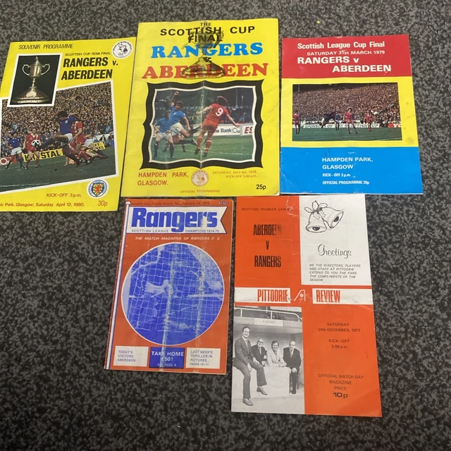 RANGERS VS ABERDEEN Souvenir Programmes And Match Day 76/77/78/79/80 ...