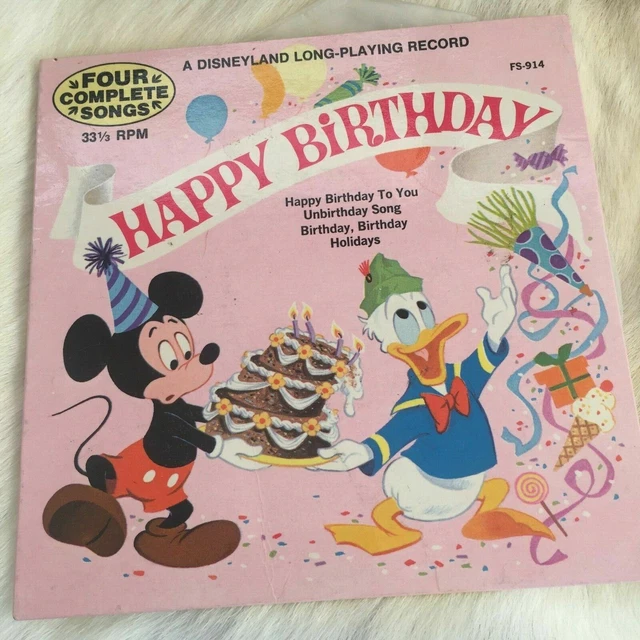 DISNEY MICKEY MOUSE Donald Duck Happy Birthday 7" 33 LP Record 1972 ...