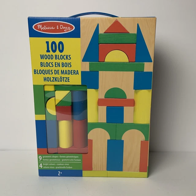 MELISSA & DOUG Wooden Building Blocks Set - 100 Blocks in 4 Colors and ...