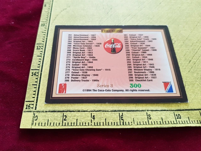 COCA COLA CARD Rare Ed. Original U.s.a. Checklist Serie 3 New Mint ...