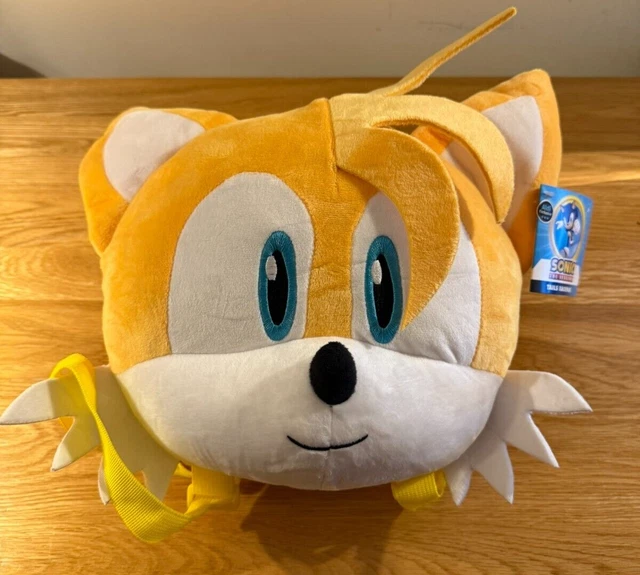 SONIC THE HEDGEHOG TAILS 3D Head Plush Teddy Backpack Bag With Zip ...